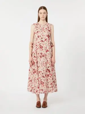 Max Mara Printed Ramie Canvas Maxi Dress - Pink