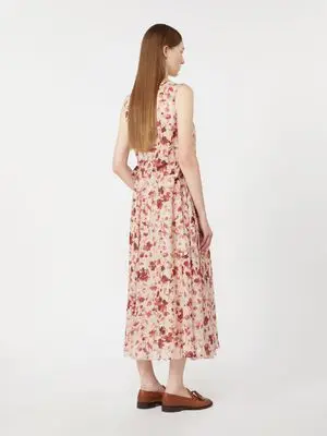 Max Mara Printed Ramie Canvas Maxi Dress - Pink