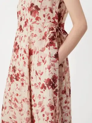 Max Mara Printed Ramie Canvas Maxi Dress - Pink
