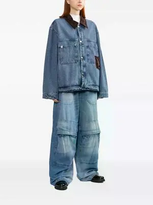 CHARLES JEFFREY Corduroy Collar Denim Jacket - Blue