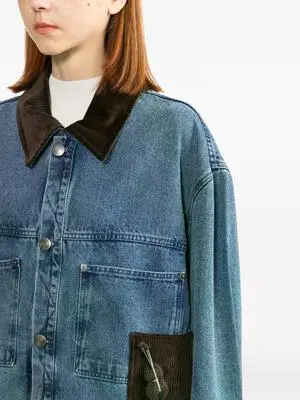 CHARLES JEFFREY Corduroy Collar Denim Jacket - Blue