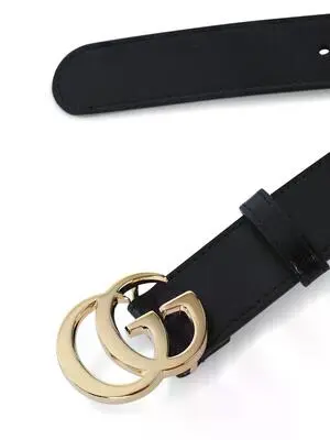 Gucci Interlocking Buckle Leather Belt - Black