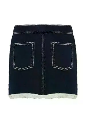 BARRIE Mini Skirt With Fringe And Stitching