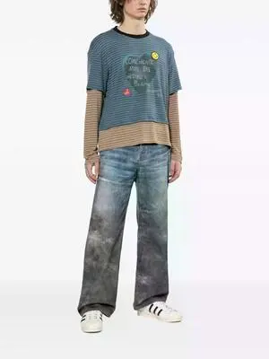 Andersson Bell Heart Message Striped T-shirt
