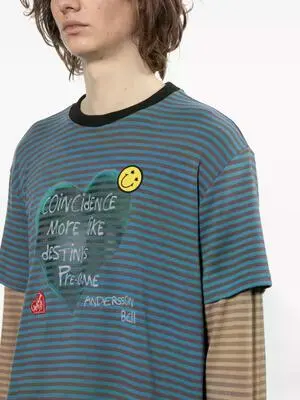 Andersson Bell Heart Message Striped T-shirt