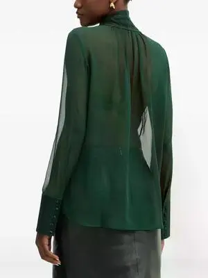 Retrofete Tie-detail Sheer Blouse - Green