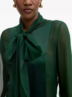 Retrofete Tie-detail Sheer Blouse - Green