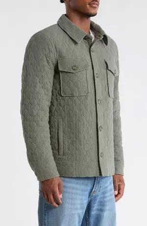 Bagatelle Quilted Cotton-seersucker Shirt Jacket - Moss