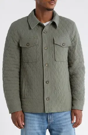 Bagatelle Quilted Cotton-seersucker Shirt Jacket - Moss