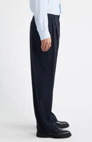FRAME Pleated Wide-leg Wool Trousers