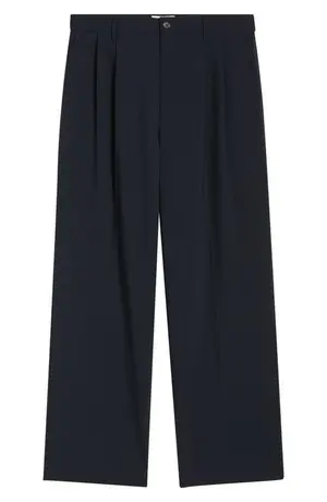 FRAME Pleated Wide-leg Wool Trousers
