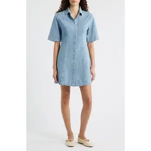 FRNCH Ellyne Embroidered Denim Shirt Dress