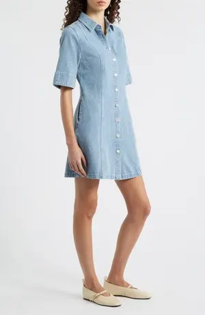 FRNCH Ellyne Embroidered Denim Shirt Dress