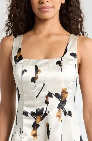 MELLODAY Floral Print Satin Maxi Dress
