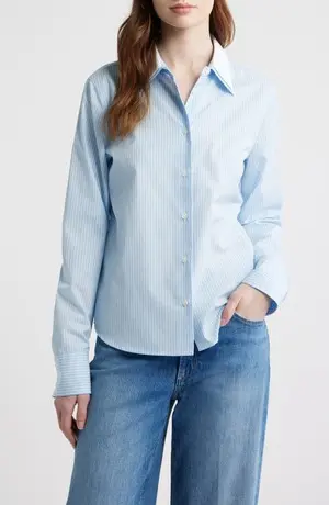 Rag & Bone Striped Cotton Button-up Shirt With Layered Collar