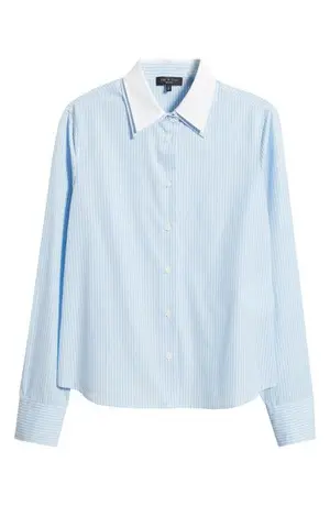 Rag & Bone Striped Cotton Button-up Shirt With Layered Collar