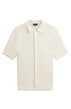 Ted Baker London Jorien Short Sleeve Jacquard Knit Button-up Shirt