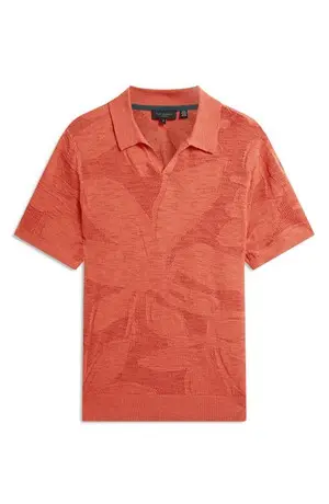 Ted Baker London Sidraha Jacquard Knit Cotton & Linen Polo