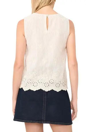 Vince Camuto Embroidered Eyelet Sleeveless Top