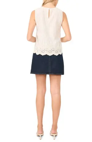 Vince Camuto Embroidered Eyelet Sleeveless Top