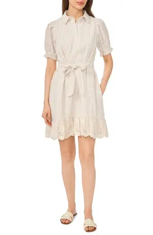Vince Camuto Short Sleeve Belted Shirtdress