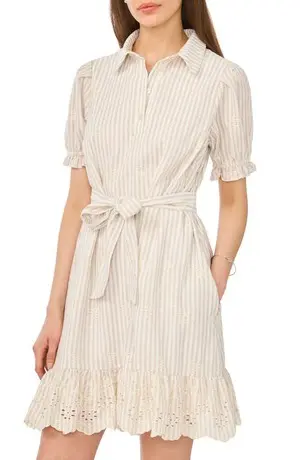 Vince Camuto Short Sleeve Belted Shirtdress