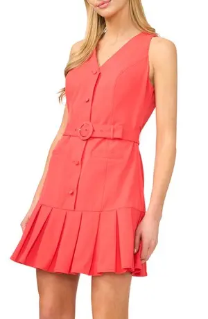 CECE DUPRAZ Pleated Hem Sleeveless Minidress