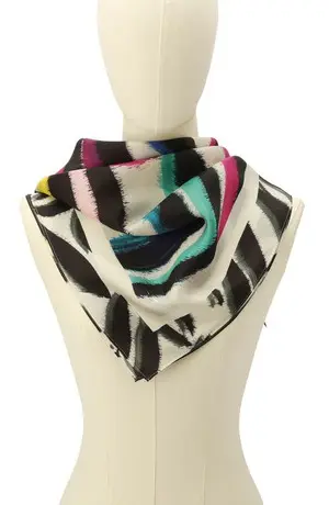 Kurt Geiger Rainbow Zebra Silk Square Scarf