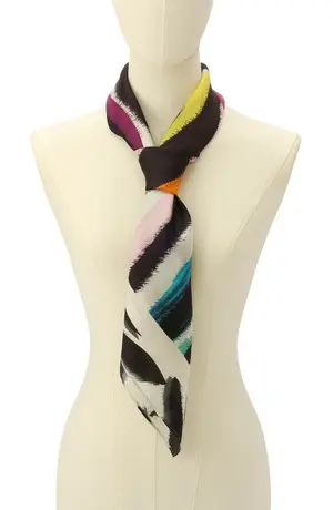 Kurt Geiger Rainbow Zebra Silk Square Scarf