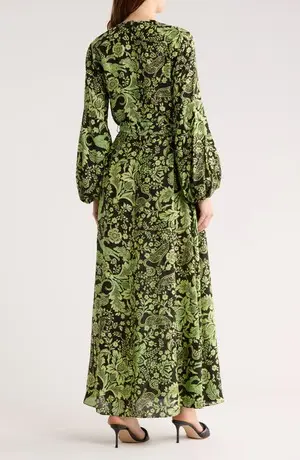 Diane Von Furstenberg Floral Tie Waist Maxi Dress