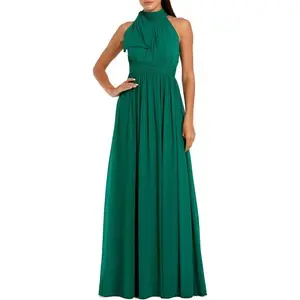 Mac Duggal Mac Duggal Petite A-Line Halter Neck Chiffon Evening Gown Deep Emerald