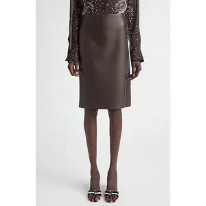 FERRAGAMO Lambskin Leather Pencil Skirt