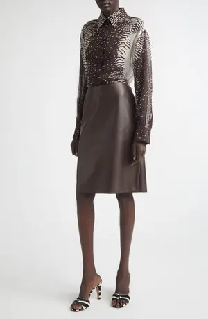 FERRAGAMO Lambskin Leather Pencil Skirt