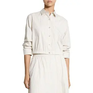Theory Stripe Cotton Blend Button-up Shirt - Sand Multi