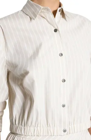 Theory Stripe Cotton Blend Button-up Shirt - Sand Multi