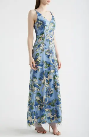 Eliza J Sequin Floral Mermaid Gown