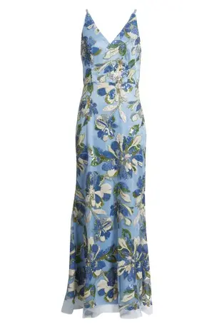 Eliza J Sequin Floral Mermaid Gown