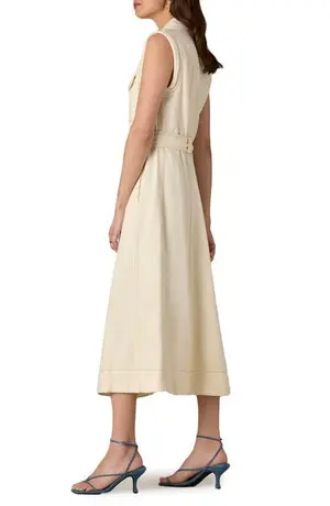 Wit & Wisdom Topstitch Sleeveless Midi Shirtdress