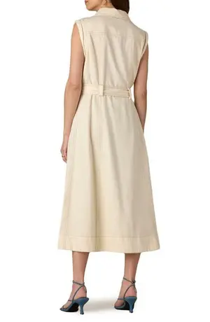 Wit & Wisdom Topstitch Sleeveless Midi Shirtdress