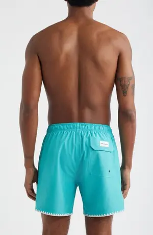 MAVRANS Stitched Waterproof Swim Trunks - Teal