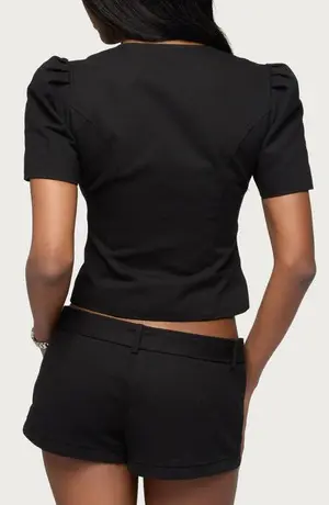 EDIKTED Cotton Twill Button-up Crop Shirt