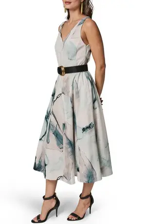 Donna Karan New York Belted A-line Midi Dress