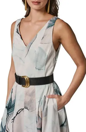 Donna Karan New York Belted A-line Midi Dress
