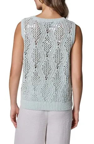 Donna Karan New York Open Stitch Sequined Sweater - Skylight
