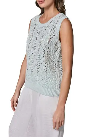 Donna Karan New York Open Stitch Sequined Sweater - Skylight