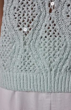 Donna Karan New York Open Stitch Sequined Sweater - Skylight