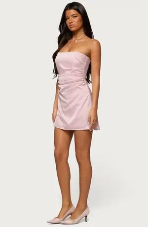 EDIKTED Strapless Satin Minidress