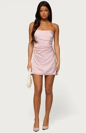 EDIKTED Strapless Satin Minidress