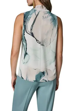 Donna Karan New York Abstract Print Drape Shoulder Tank