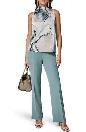 Donna Karan New York Abstract Print Drape Shoulder Tank
